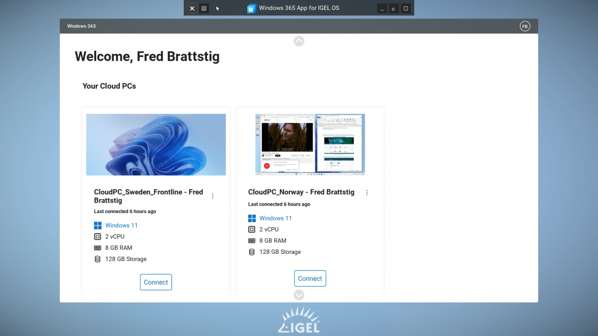 Tech preview of IGEL Windows 365 app -including IGEL boot to Windows 365, Cloud PC controls ...
